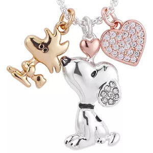 Peanuts | Jewelry | Peanuts Snoopy Woodstock Crystal Heart Charm Silver ...